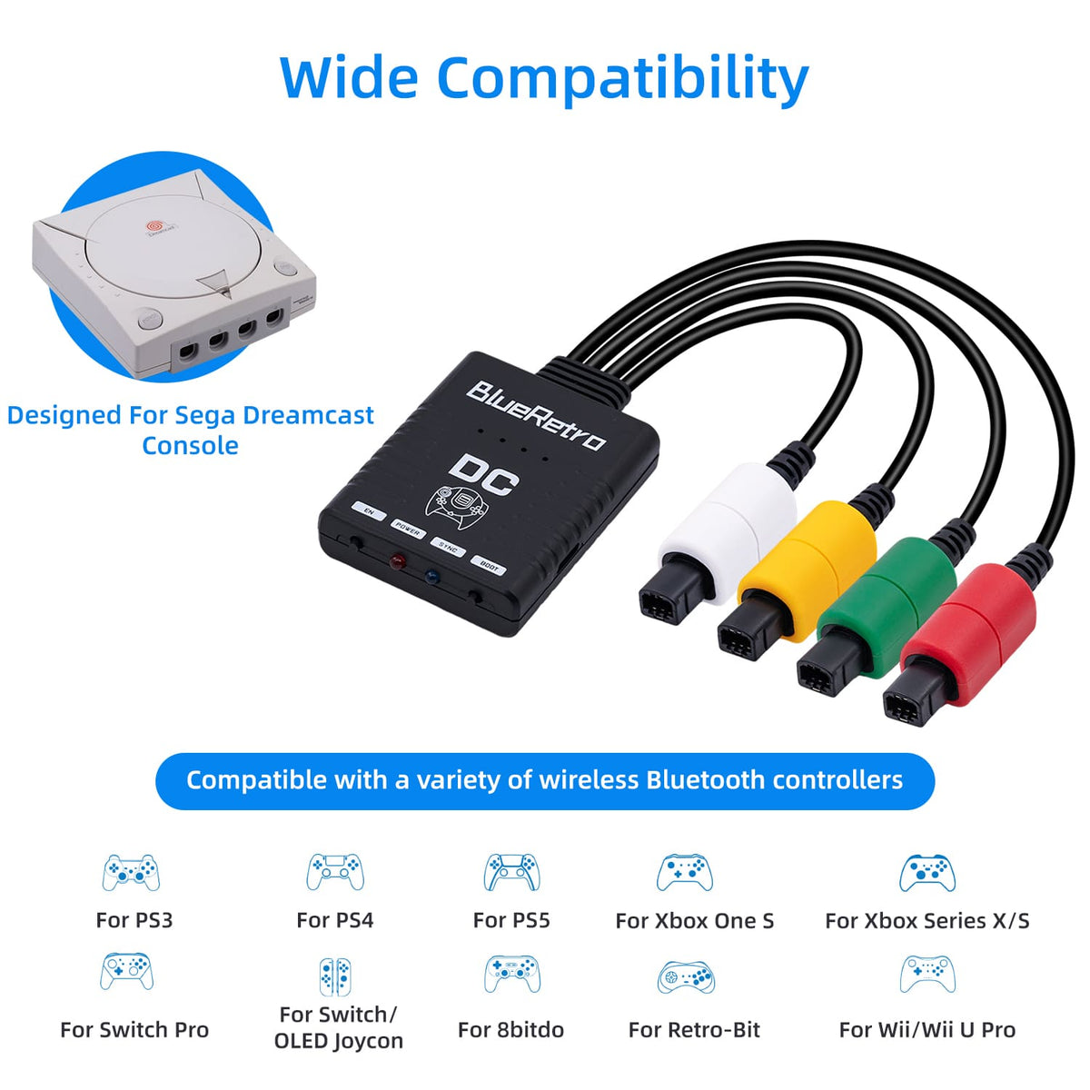 Wireless Controller Adapter For Sega Dreamcast Console-Black ...