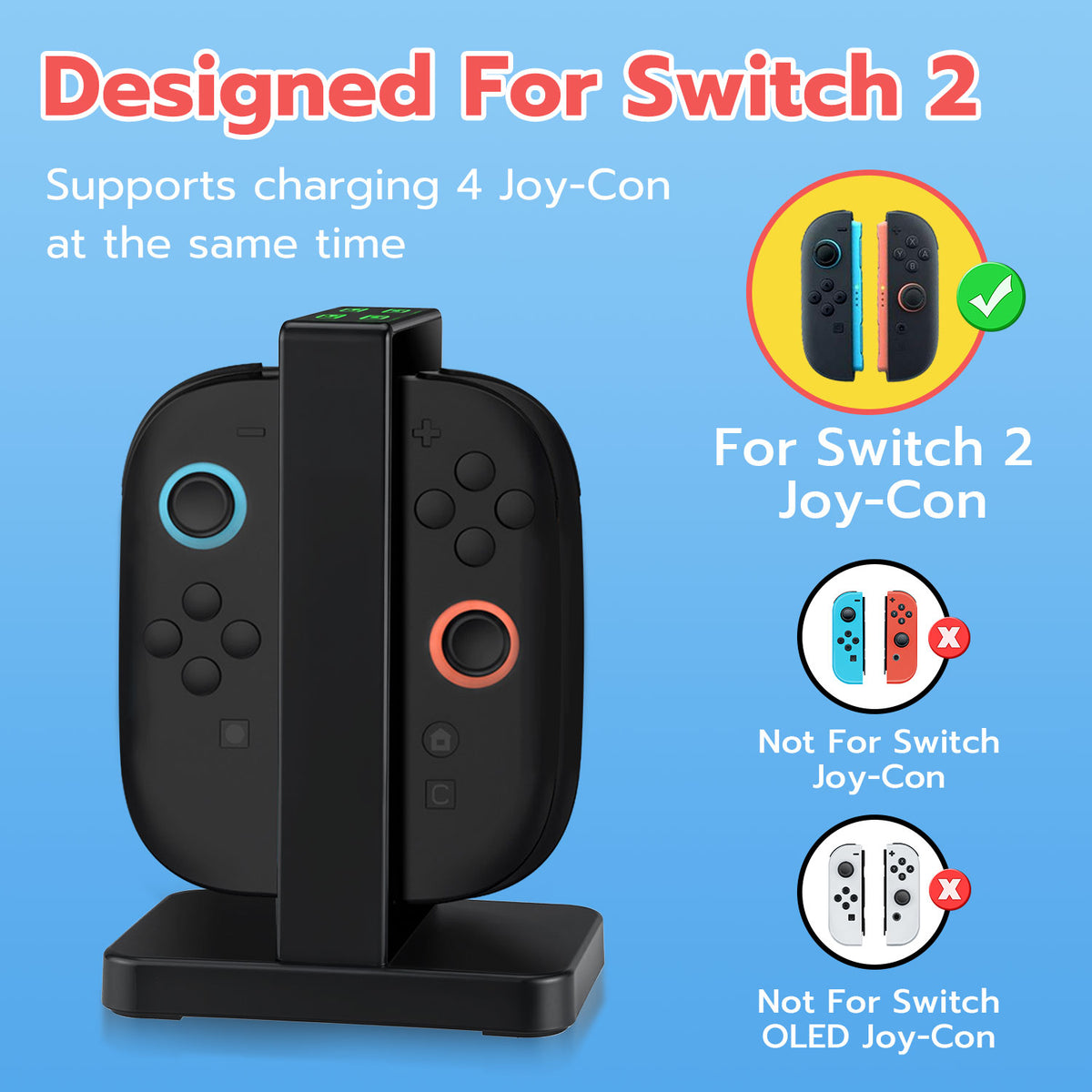 DOBE Charging Dock for Nintendo Switch 2 Joy-Con Controllers-Black(TNS ...