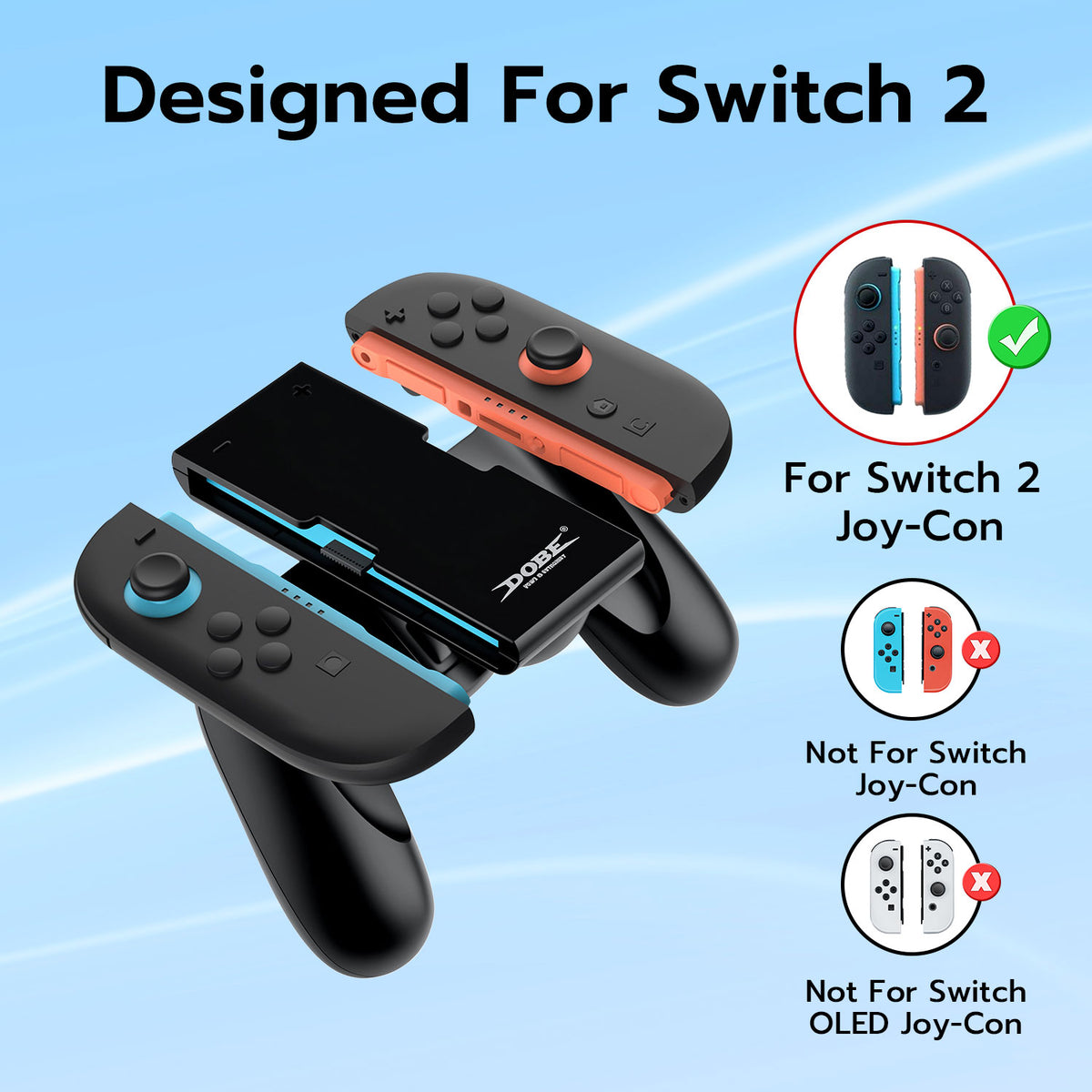 DOBE Controller Grip with Charging Function for Nintendo Switch 2 -Bla ...