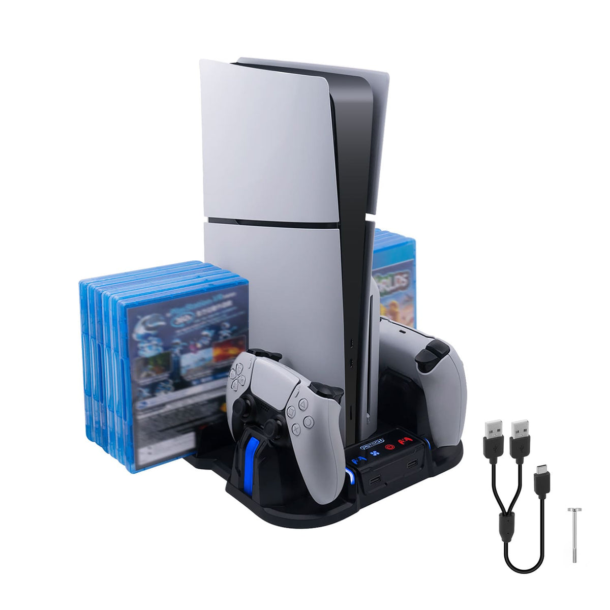 PGTECH Multifunctional Charging Dock with Disc Rack for PS5 Slim Disc ...