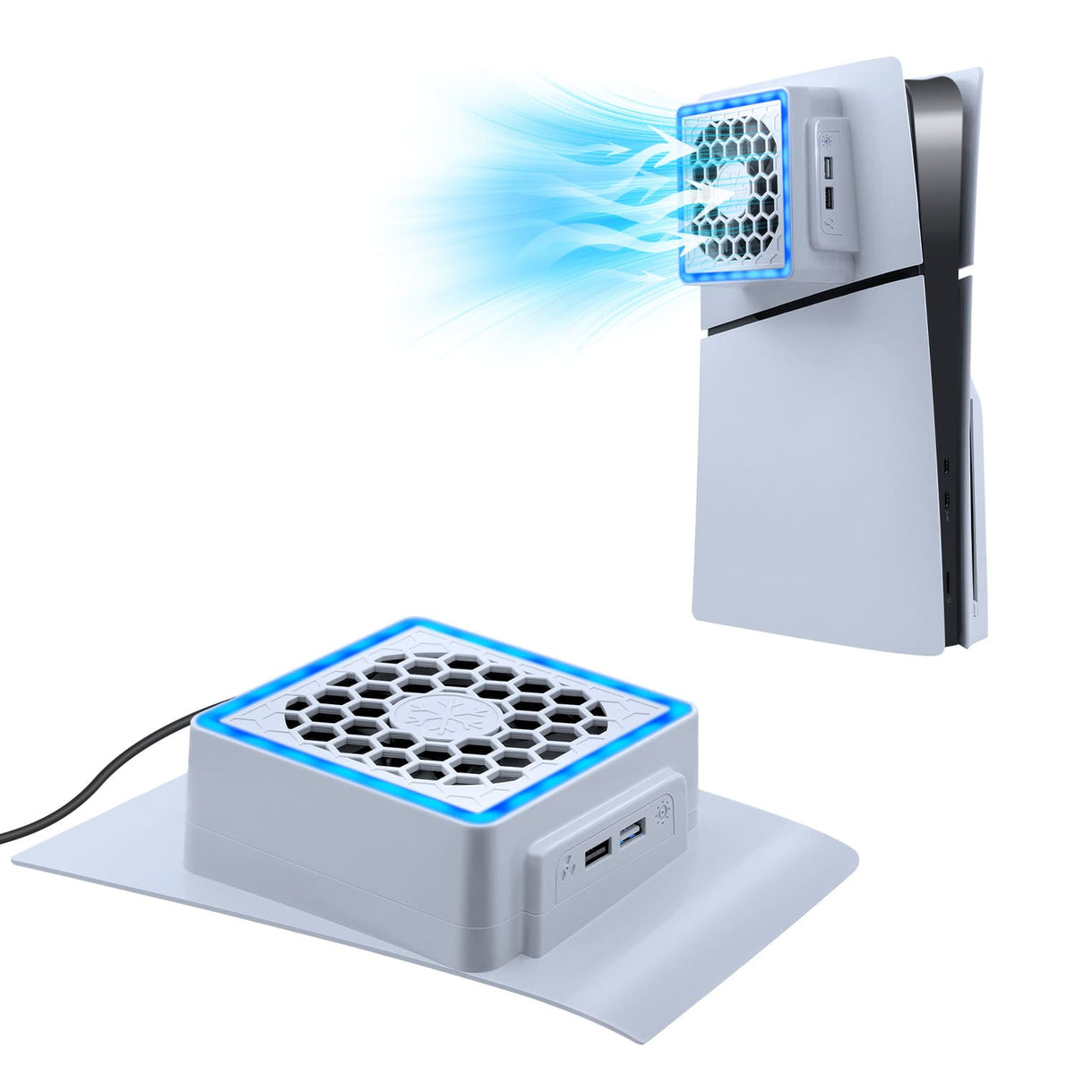 Side Face Plate Cooling Fan with Light for PS5 Slim Digital/Disc Editi ...