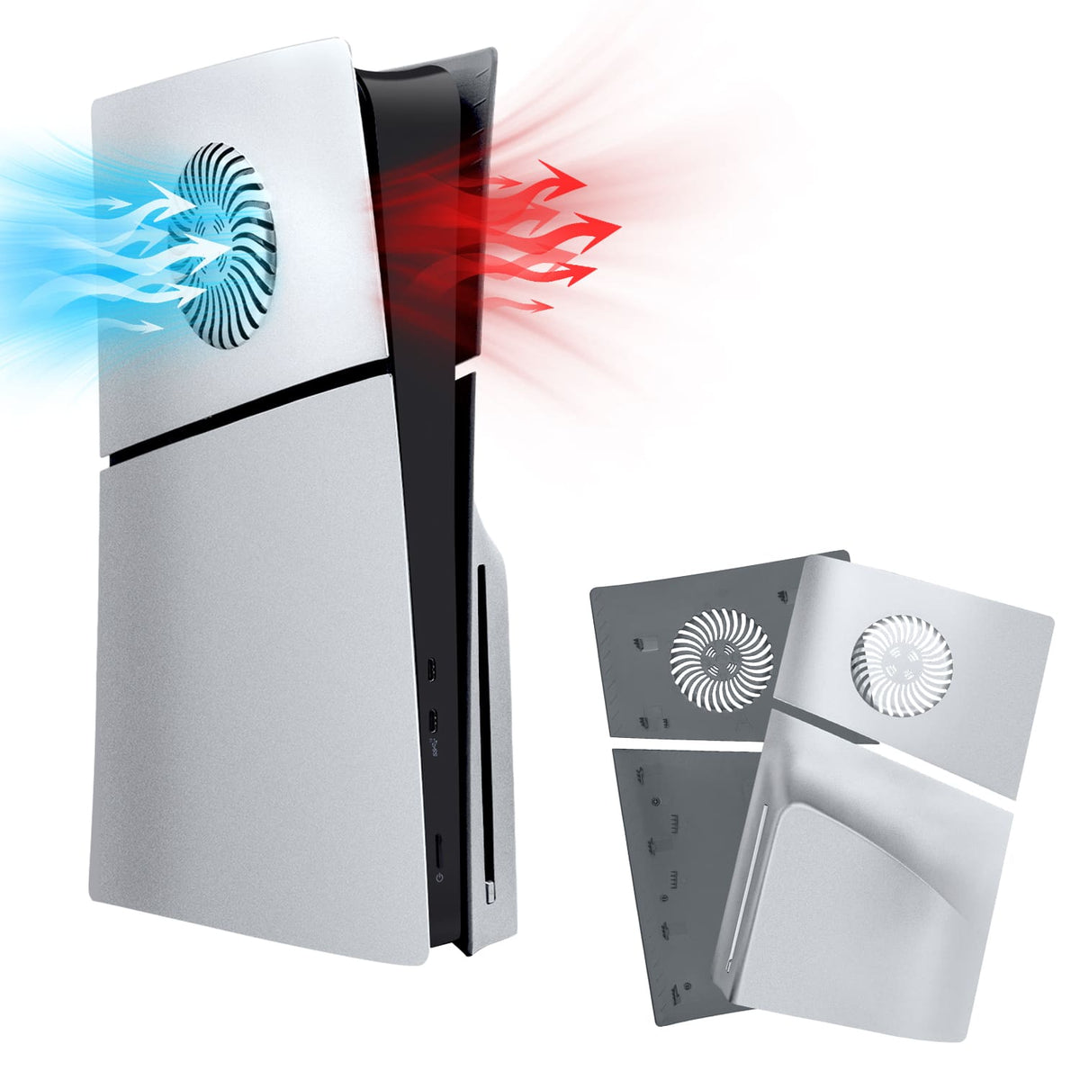 Replacement Side Panel Plate with Cooling Vent for PS5 Slim Disc Editi ...