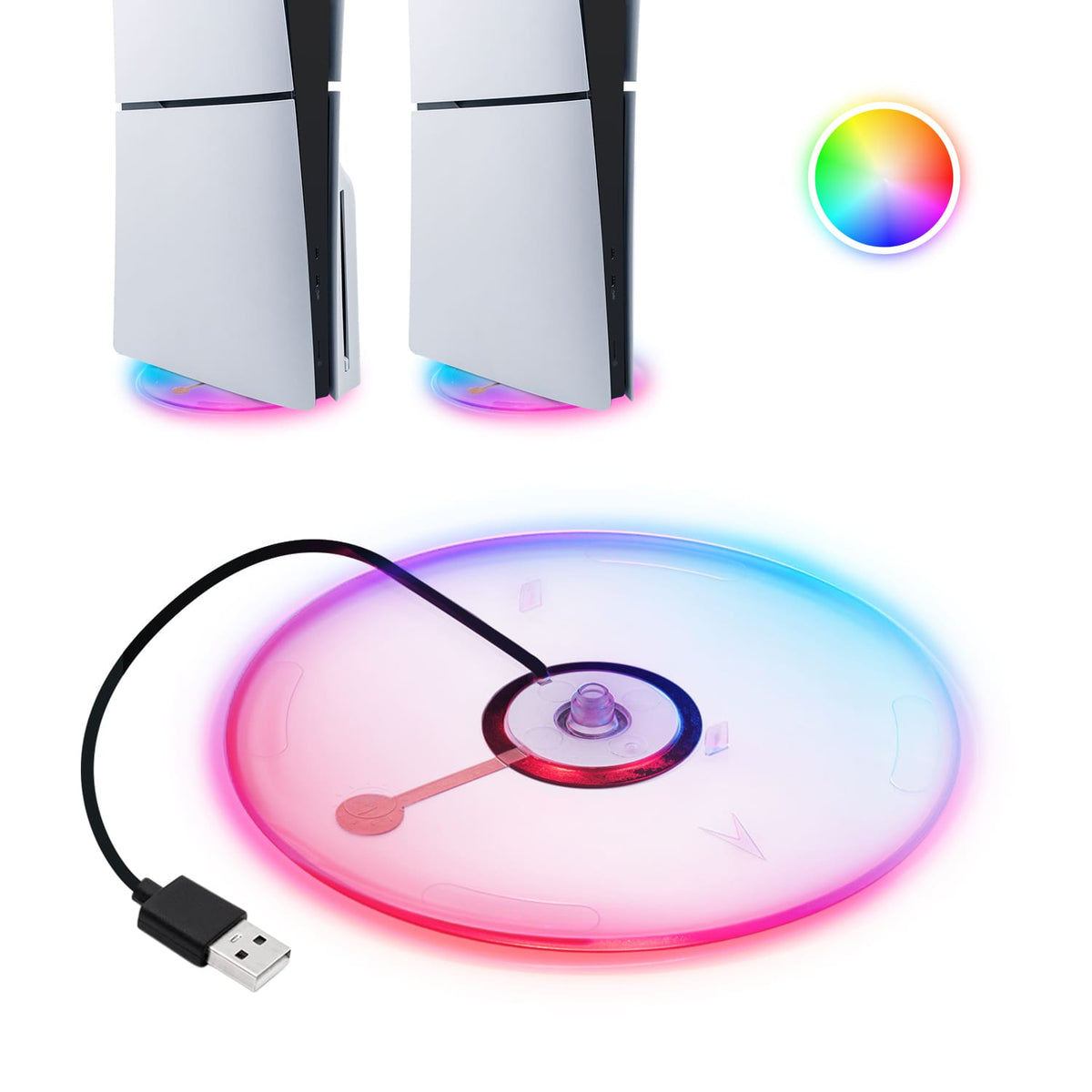 Iplay RGB Vertical Stand for PS5 Slim Disc/Digital Edition Console-Tra ...