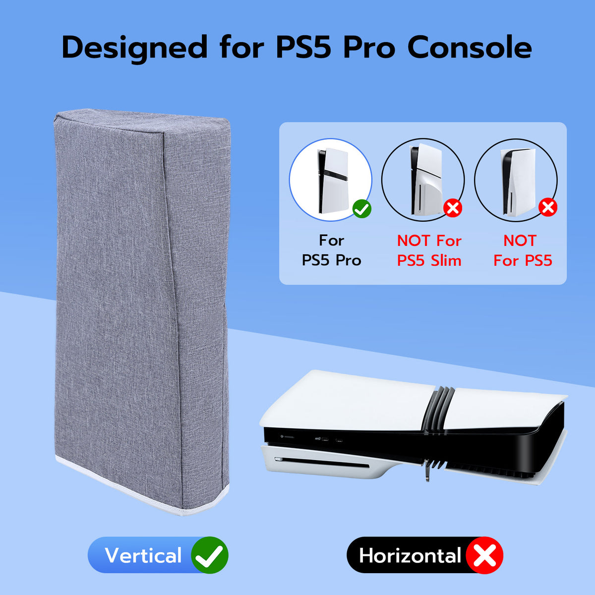 Cationic Polyester Fabric Dust Cover with Cutout for PS5 Pro Gaming Co ...